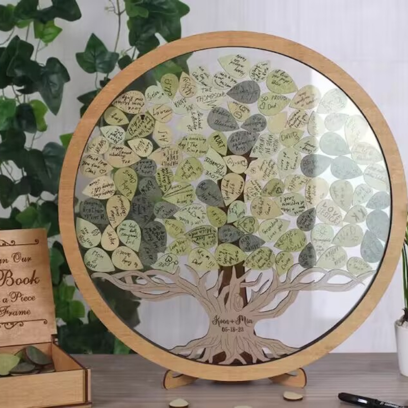 [Customized] Tree Leaves Rustic Wedding Guestbook Alternative Tree ...
