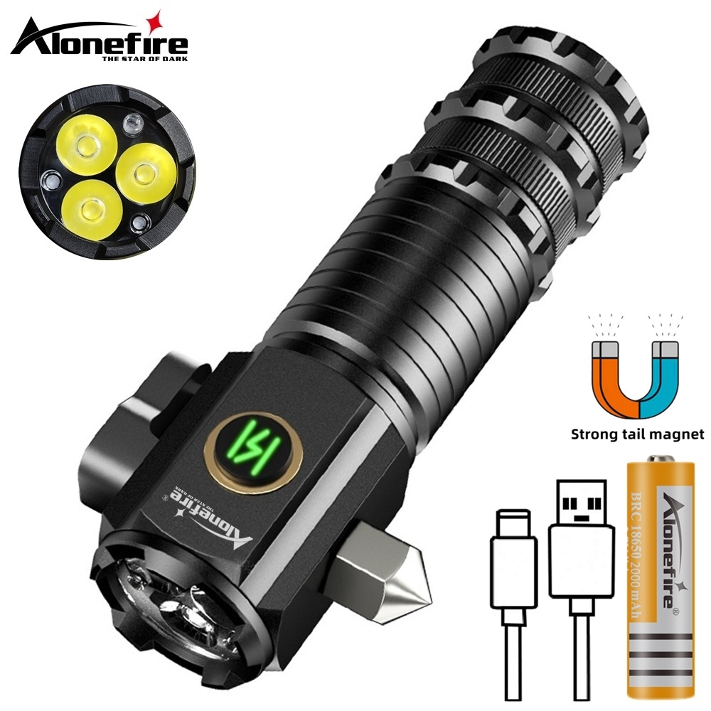 Alonefire X55 Multifunctional LED Flashlight Rechargeable Emergency ...