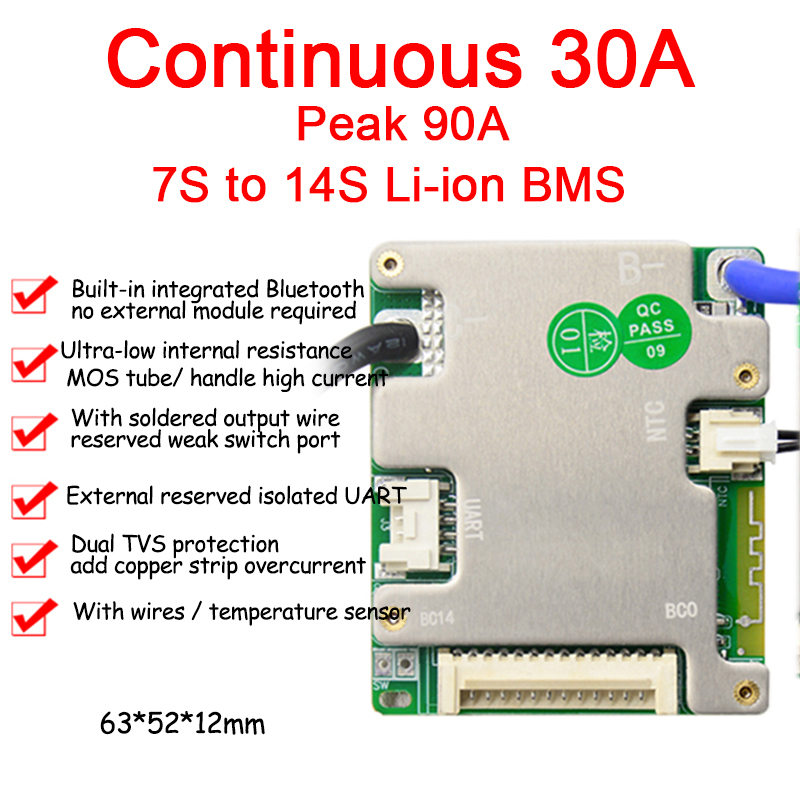 7S ~17S JBD Bluetooth Smart BMS 10S 12S 13S 14S 16S Lithium Battery ...