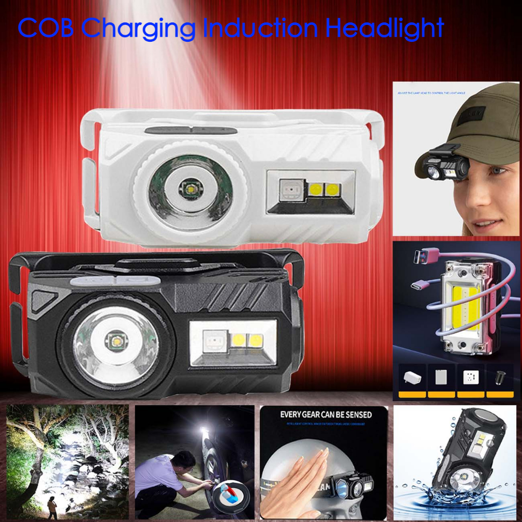 (Local delivery) New induction clip-on headlight TYPE-C rechargeable ...