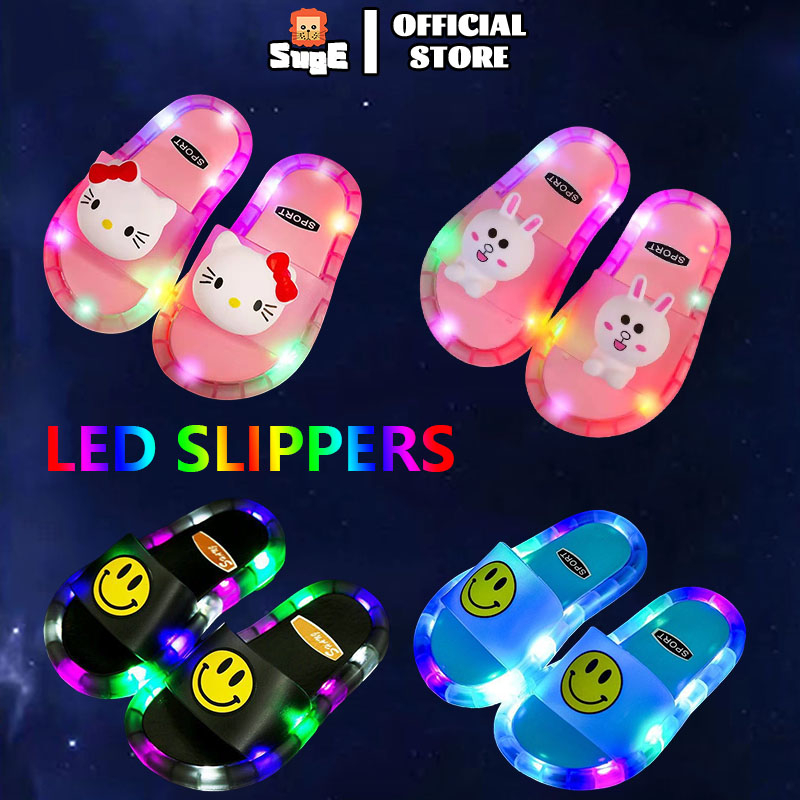 SUGE LED Slippers For Kids Boy&Girl Flip Flops Toddler Light Up ...