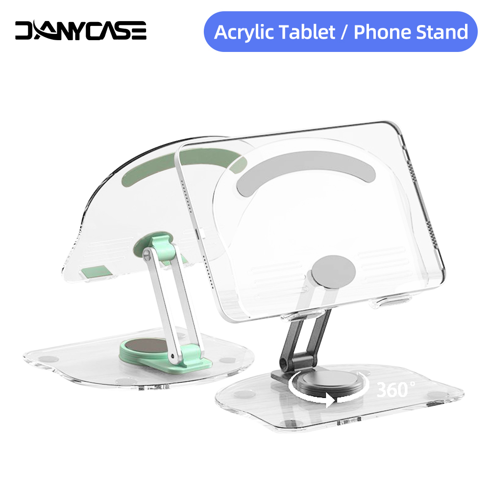 Acrylic Tablet Stand Holder with 360 Rotating Base Compatible with iPad ...