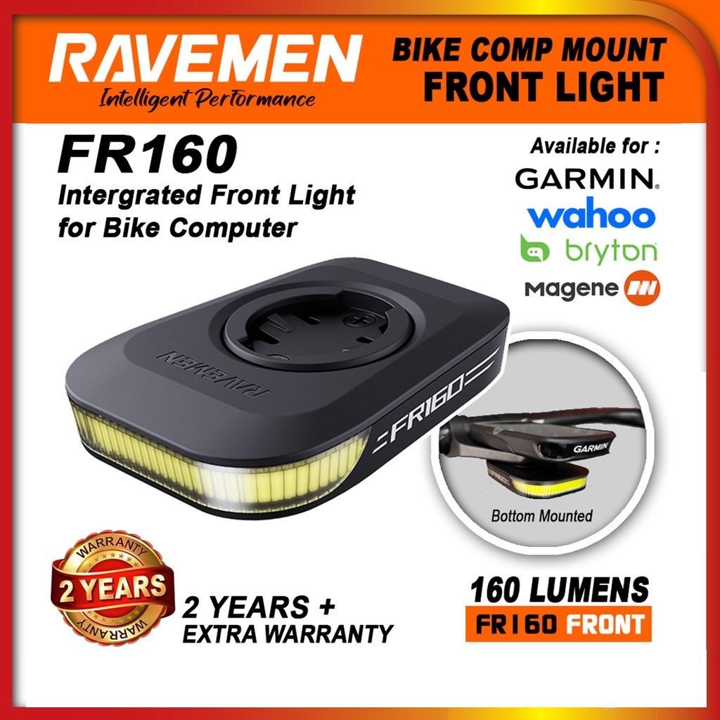RAVEMEN FR160 Bicycle Front Light for Garmin Wahoo Bryton Magene XOSS ...