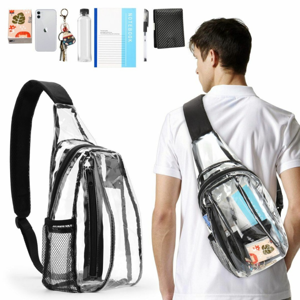 PVC Sling Bag Transparent Stadium Shoulder Crossbody Backpack ...