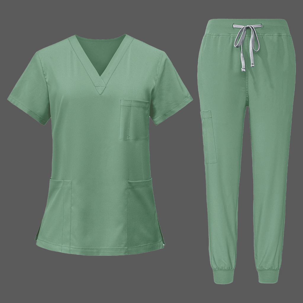 Unisex Polyester-Blend V-Neck Scrubs Suit with Pockets | Shopee Philippines