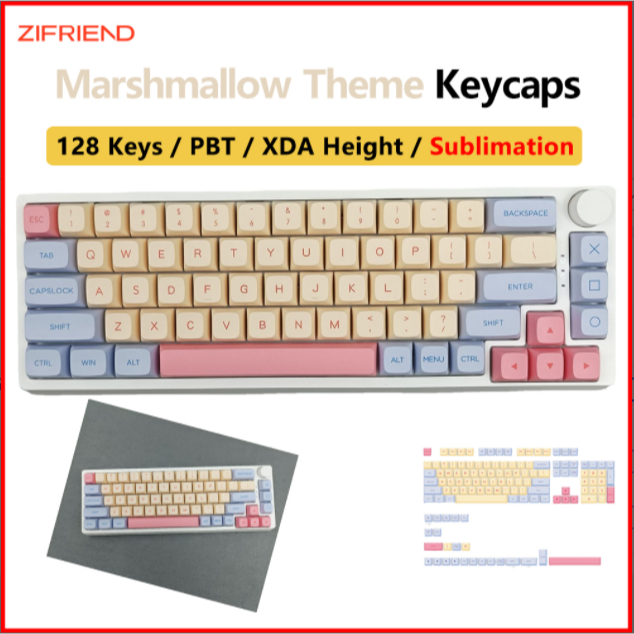 ZIFRIEND 128 Keys Marshmallow Theme Keycaps XDA Height PBT Sublimation ...
