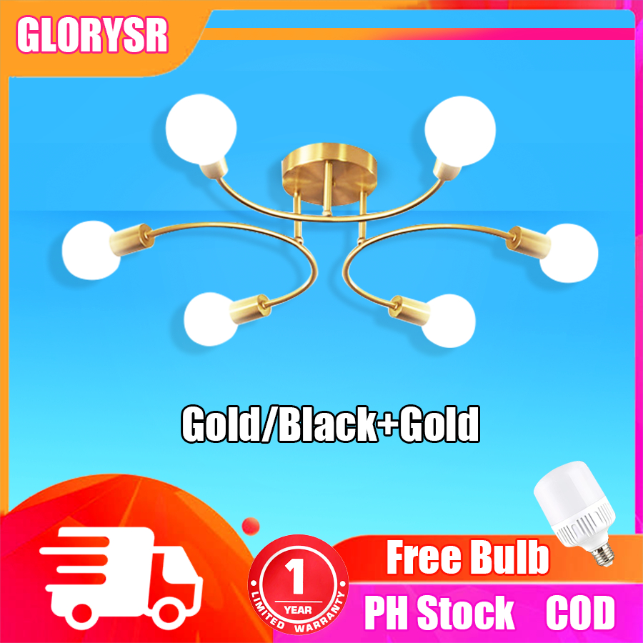 【PH Stock】 6 Heads Modern Chandelier Home Chandelier Ceiling Light ...
