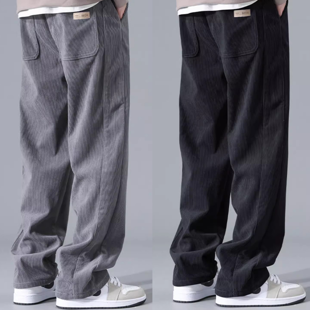 WS. Korean Loose Straight Pants for Men Corduroy Pants Slacks Slock ...