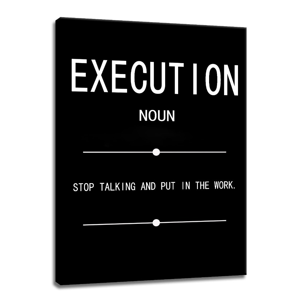 Framed Canvas Paiting Wall Art Success Quote Office Wall Art Black ...