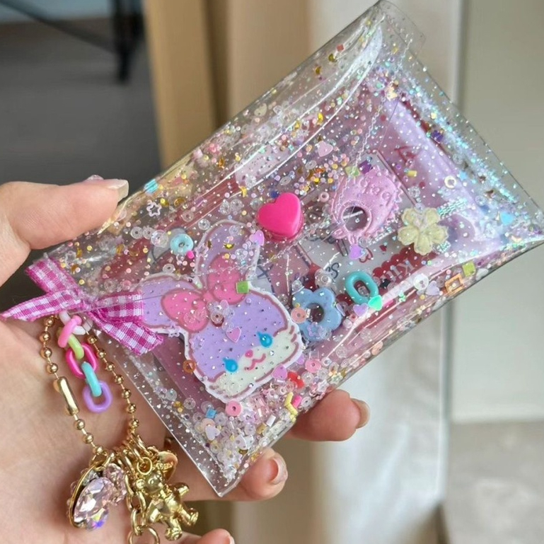 Japanese PVC Glitter Transparent Small Card Holder Waterproof Dirt ...