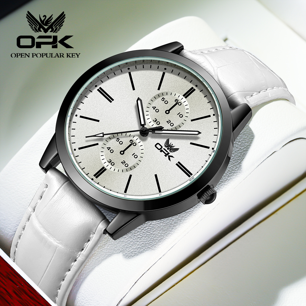 OPK Watch For Men Waterproof Original Stainless steel Leather Strap ...