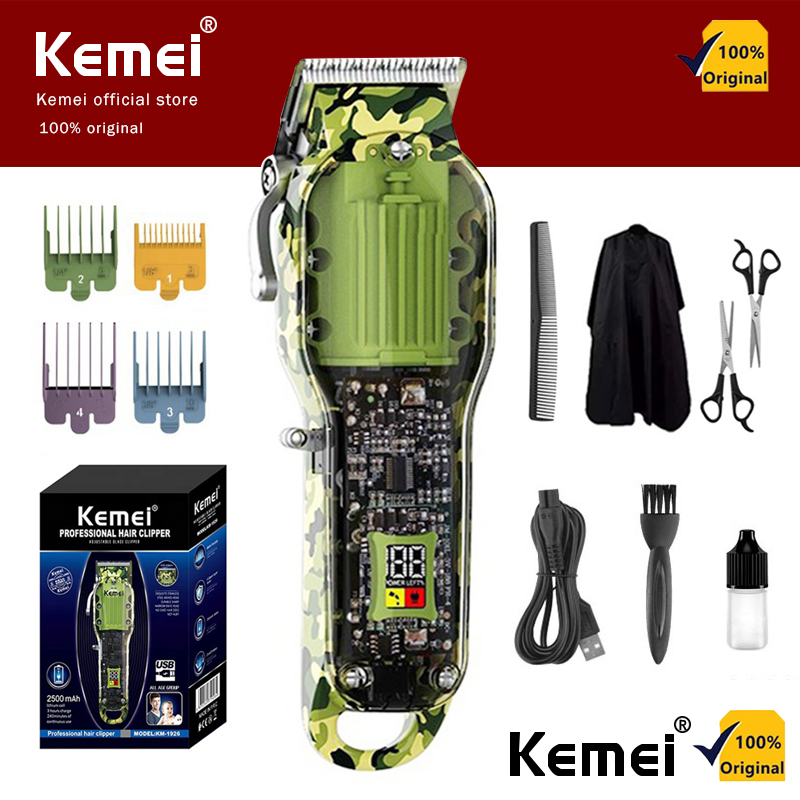 KEMEI Hair Cut Clipper Cutter Razor LCD Display Rechargeable Hair Clipper Electric Trimmer ...