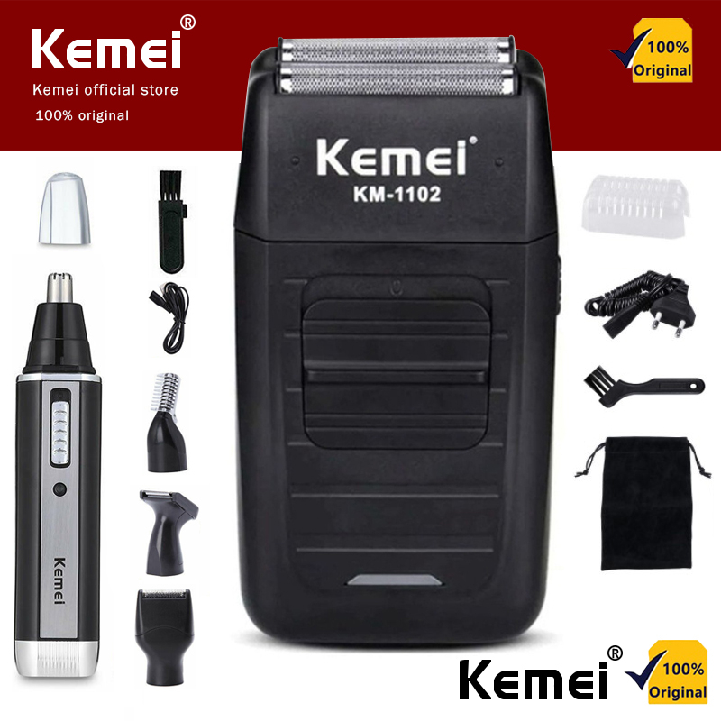 Kemei Beard Shaver Machine Rechargeable Cordless Shaver For Men Twin ...