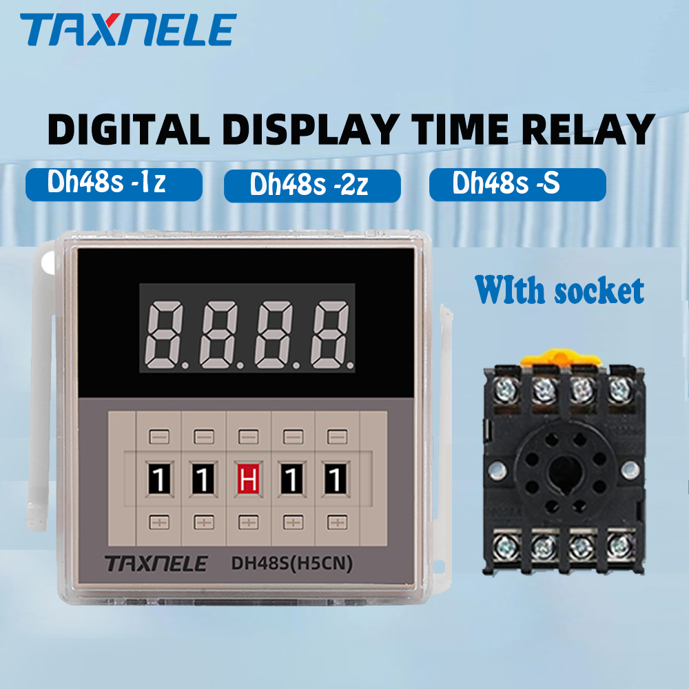 TAXNELE Digital Programmable Timer Relay Switch AC/DC 12V 24V 110V 220V DH48S-1Z DH48S-s DH48S ...