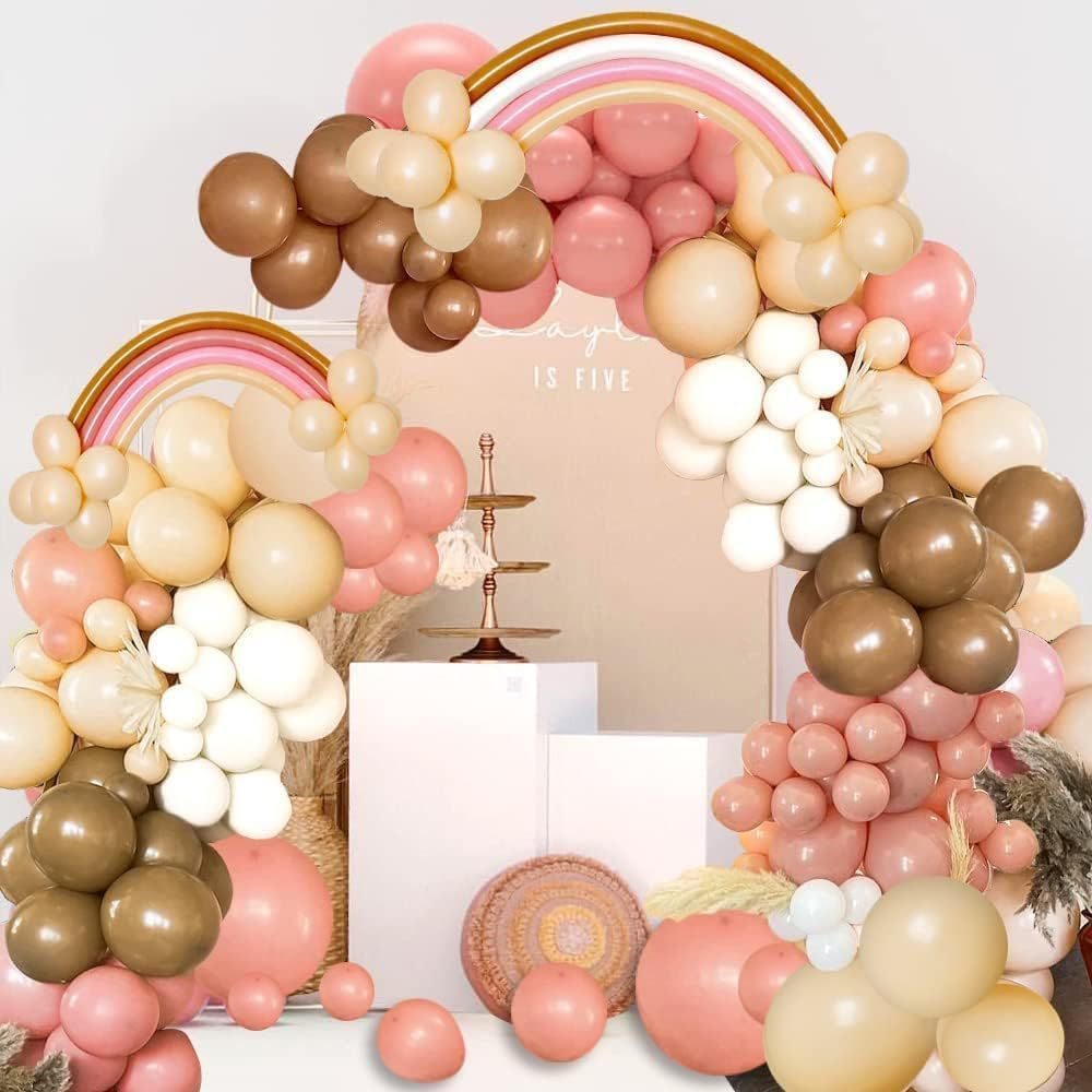 Boho Rainbow Balloon Garland Arch Kit Wedding Birthday Peach Pastel ...