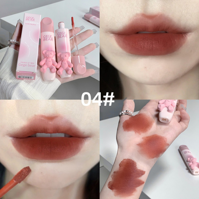 Gege Bear Lip Glaze Velvet Soft Matte Waterproof Non-fading Whitening Lip Tint Lipstick | Shopee ...