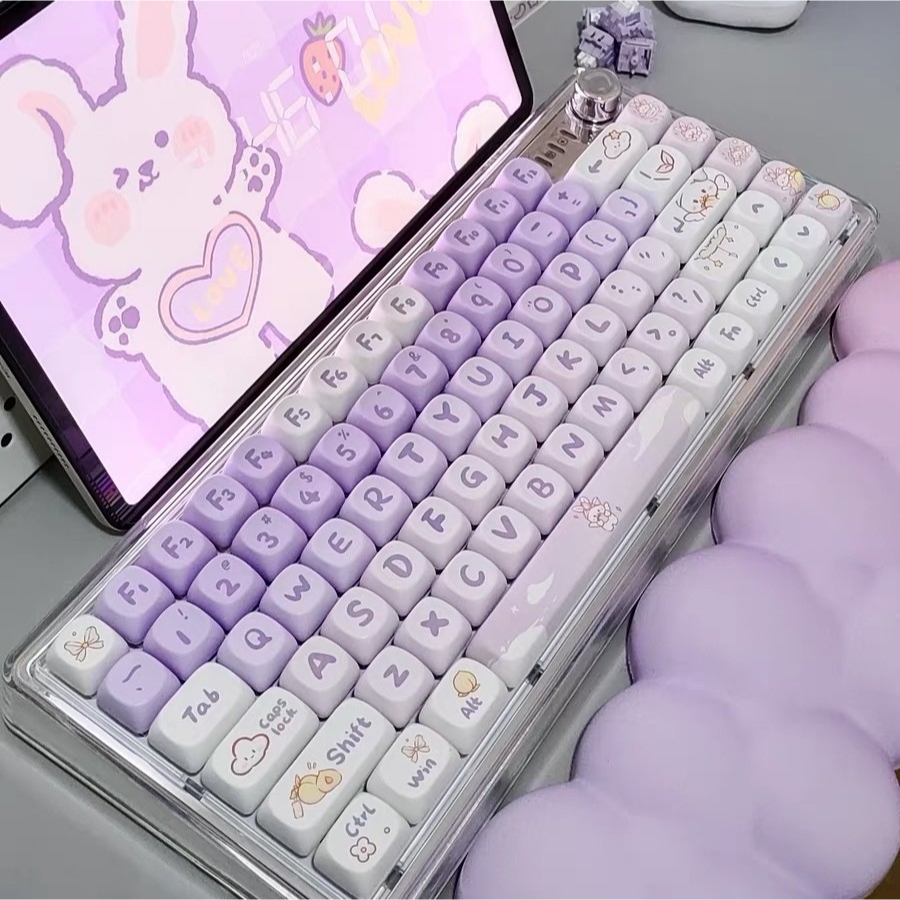 Gradual Purple Rabbit Keycaps MOA Height PBT thermal sublimation ...