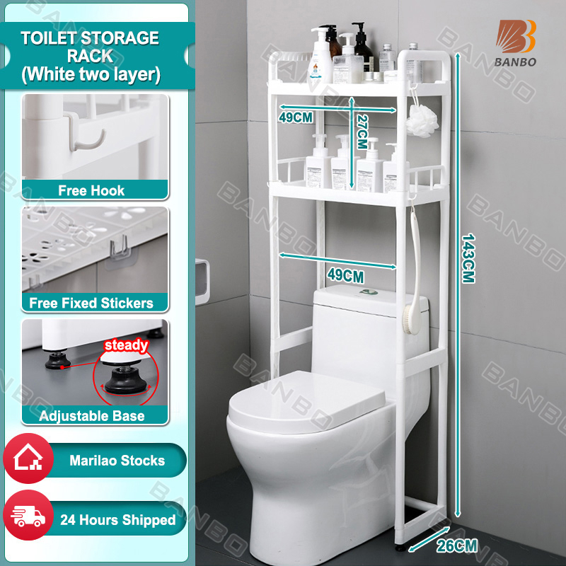 2-Tier Plastic Bathroom Organization Toilet Rack Space Saver Smart ...