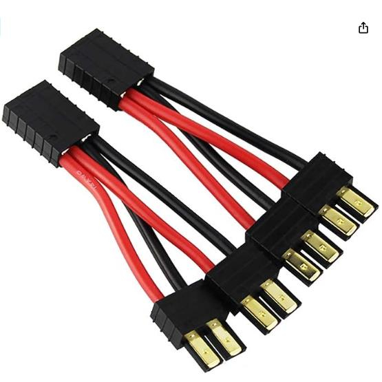 2pcs TRX 2-Male to 1-Female Parallel Adapter Wire Cable 14awg 3.93in ...