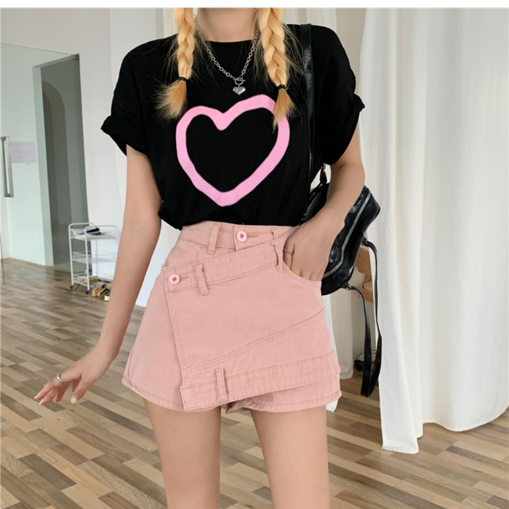 S 5xl 4 Color Plus Size Denim Skort High Waist Sexy Mini Skirts Shopee Philippines