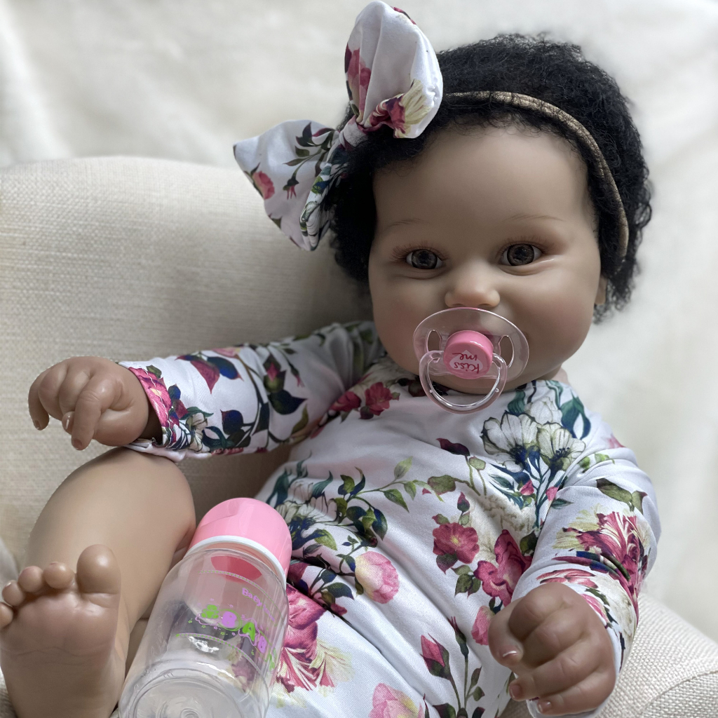 24 Inch Reborn Baby Doll Maddie Black Skin Color Finished Realistic ...