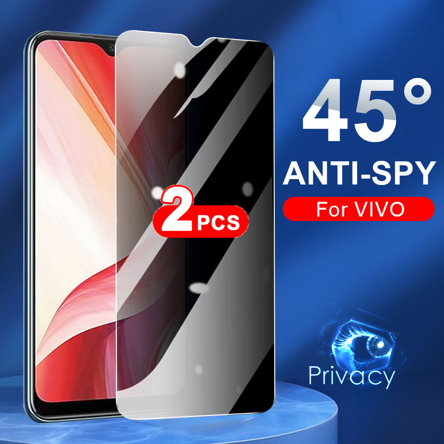 2 Pcs Privacy Tempered Glass Anti-Spy Screen Protector For Vivo Y11 Y12 Y12i Y15 Y17 Y3s Y20 ...