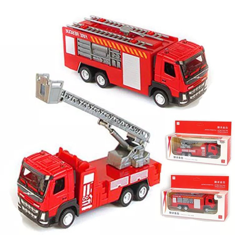 Children Toy Car Metal Sliding Toy Model Fire Ladder Fire Toy Car Water ...