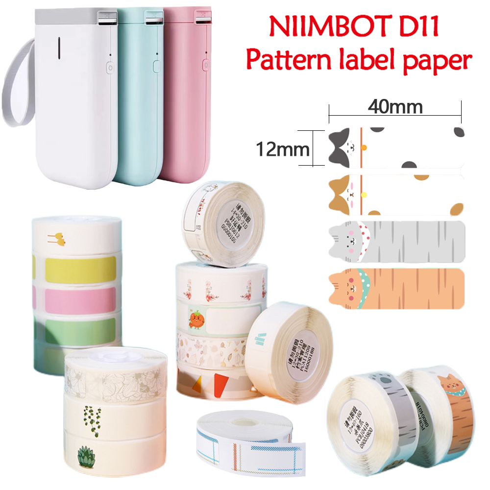 NIIMBOT D11 D110 Labeling Machine Label Sticker Colorful Pure Color Pattern Waterproof Anti-Oil ...