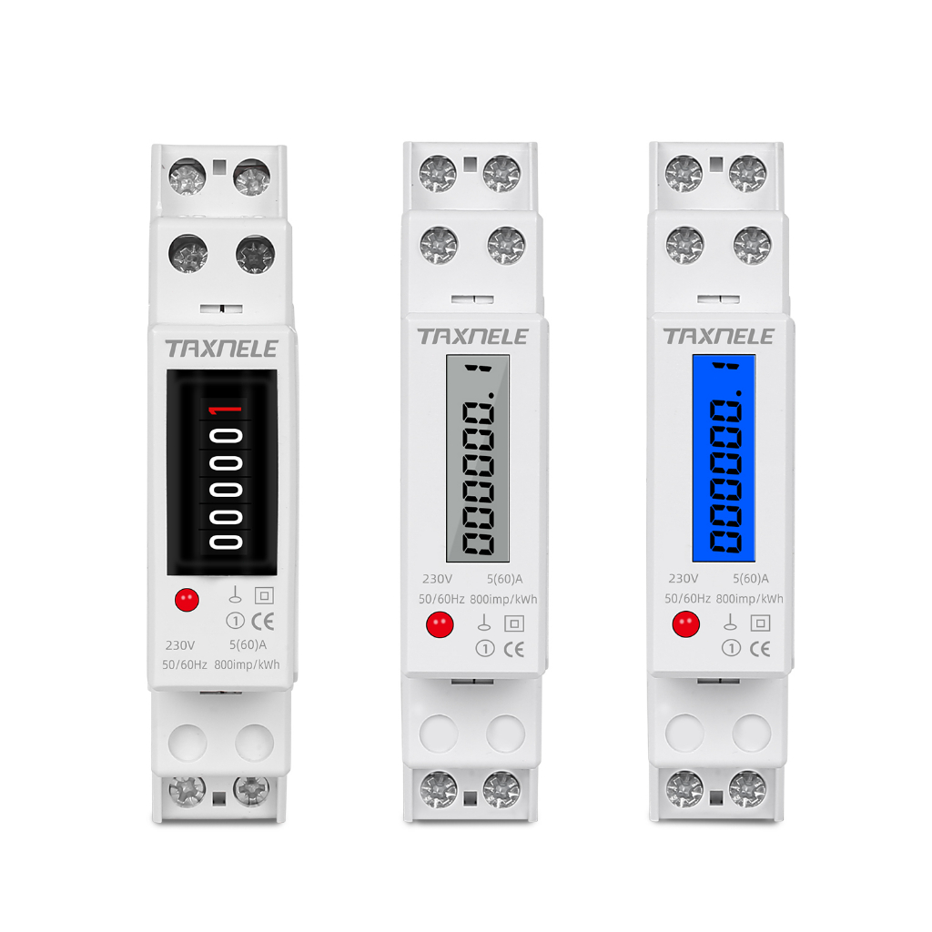 Din Rail Mount Single Phase Two Wire LCD Backlit Wattmeter Power ...