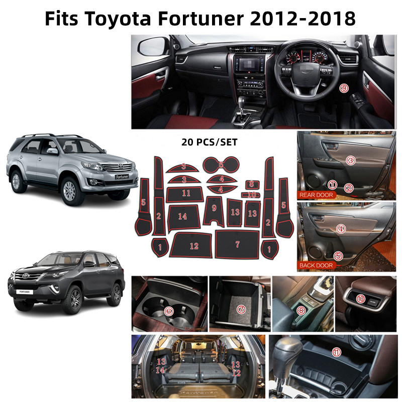 Toyota Fortuner 2015 Car Door Slot Mat Auto Interior Rubber Anti-Slip ...