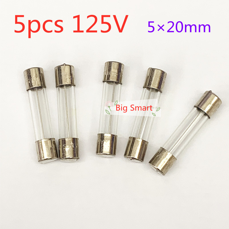 5pcs 5×20mm 0.5A 1A 2A 3A 3.15A 4A 5A 6A 6.3A 8A 10A 15A 20A 125V 5*20 glass fuse 110V voltage ...