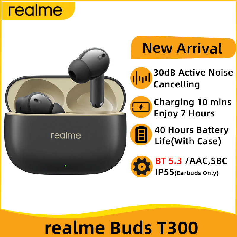 Realme Buds T300 True Wireless Earphone 30dB Active Noise Cancelling Bluetooth 5.3 TWS Earphone ...
