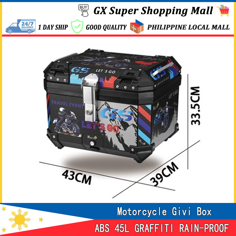 【COD】 Motor Top Box Motorcycle Box 45L Givi Box Motorcycle With Base ...