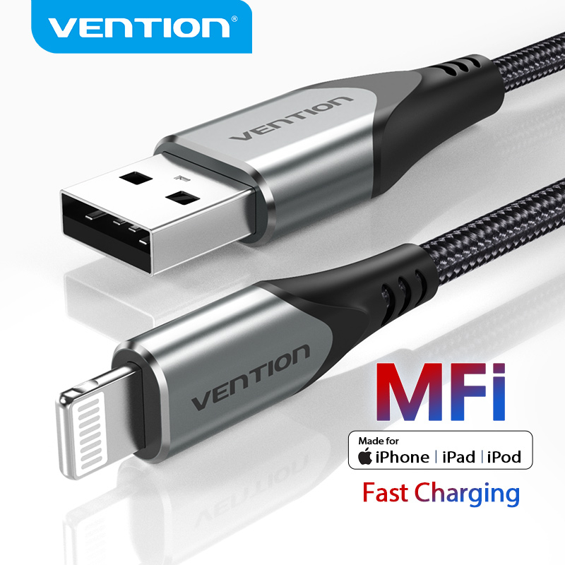 Vention Lightning Cable Mfi Certified Fast Charging 2.4A Data Support ...