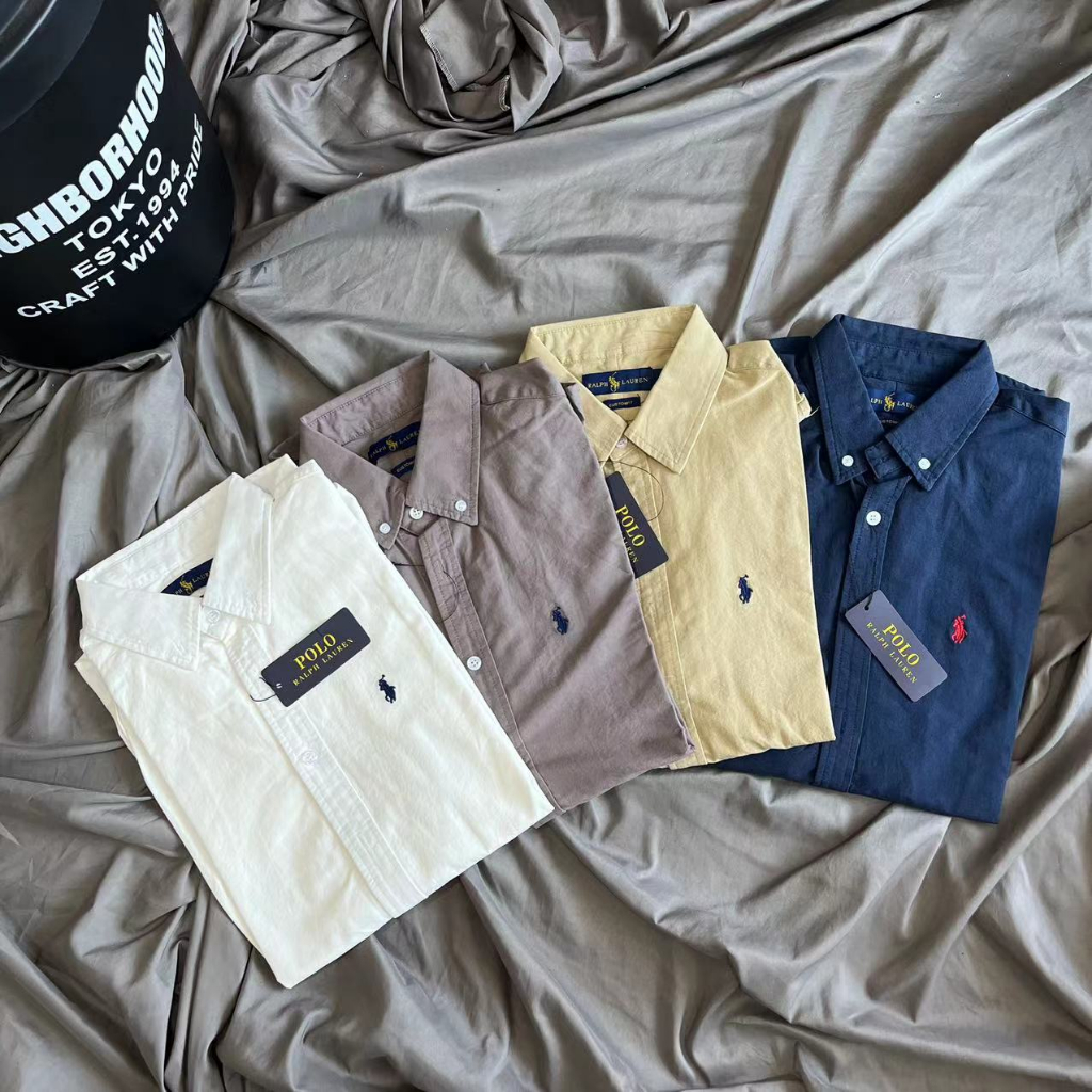 Rl Basic Style Pony Label Embroidered Pure Cotton Oxford Washed Retro ...