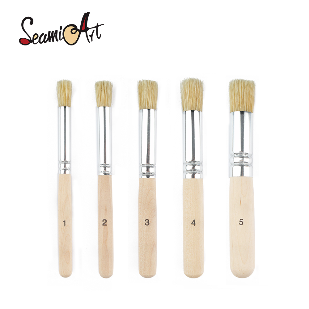 SeamiArt Bristle Painting Brush Round Head 5Psc Set | Shopee Philippines