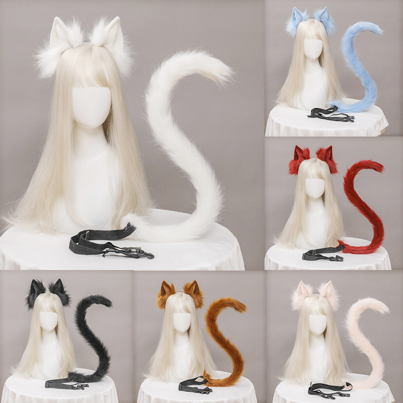 Plush Cat Ears Tail Set Cosplay Costume Cute Headwear Headband Lolita ...