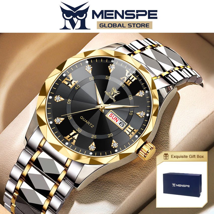 MENSPE Watch Men Quartz Watch Fashion Jam Lelaki 30M Waterproof Steel ...