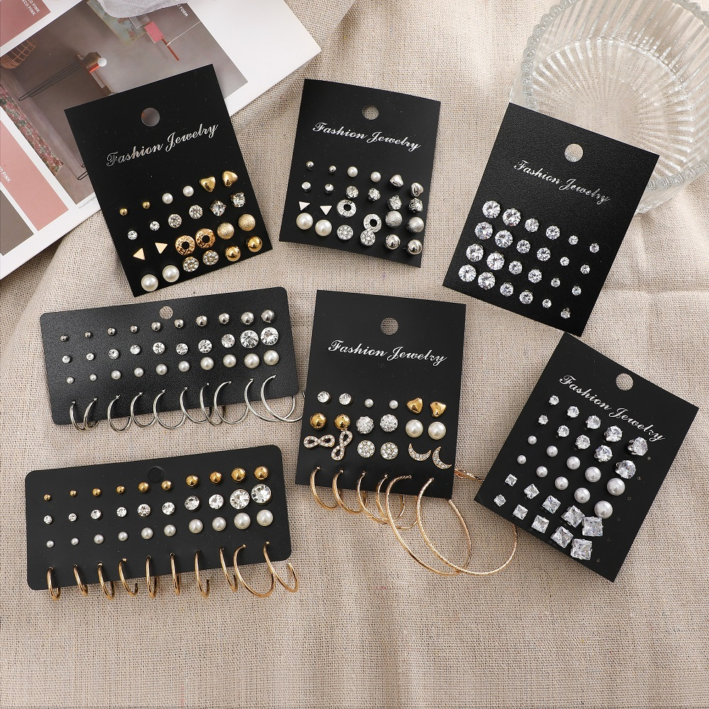 Zircon Stainless Steel Stud Earrings Set for Women Hypoallergenic ...