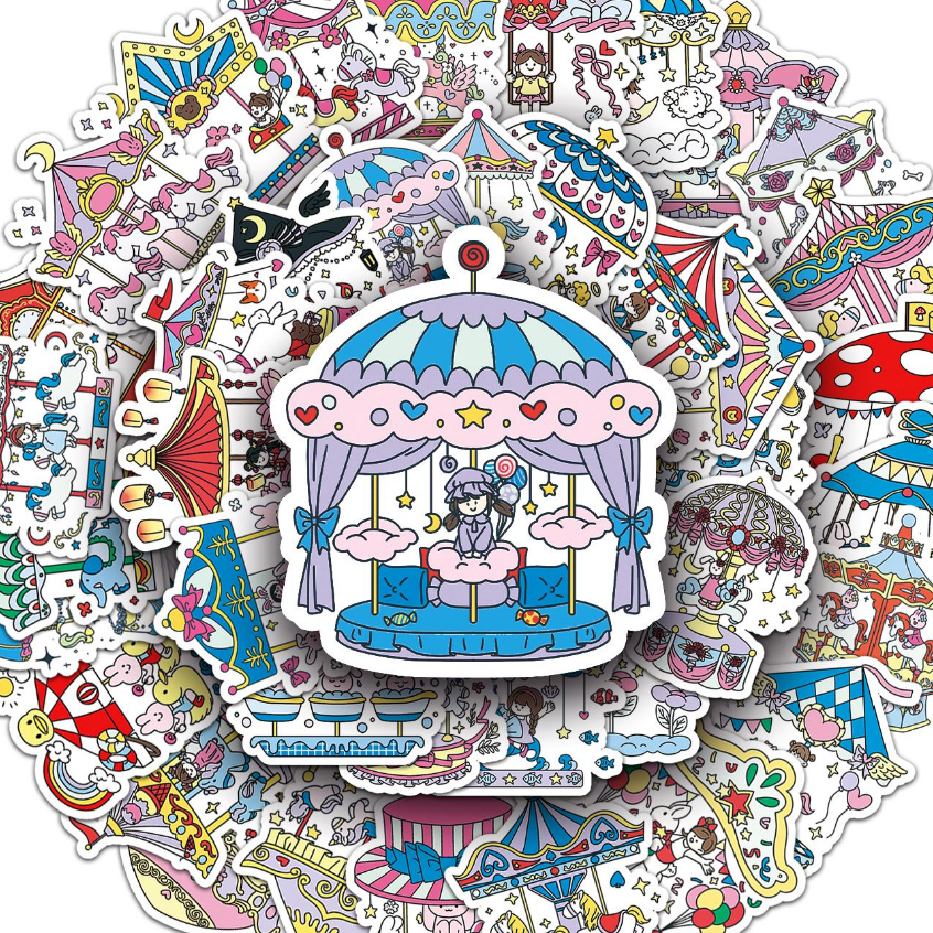 50 Piece Funny Carousel Creative Original Stickers For laptops/phones ...