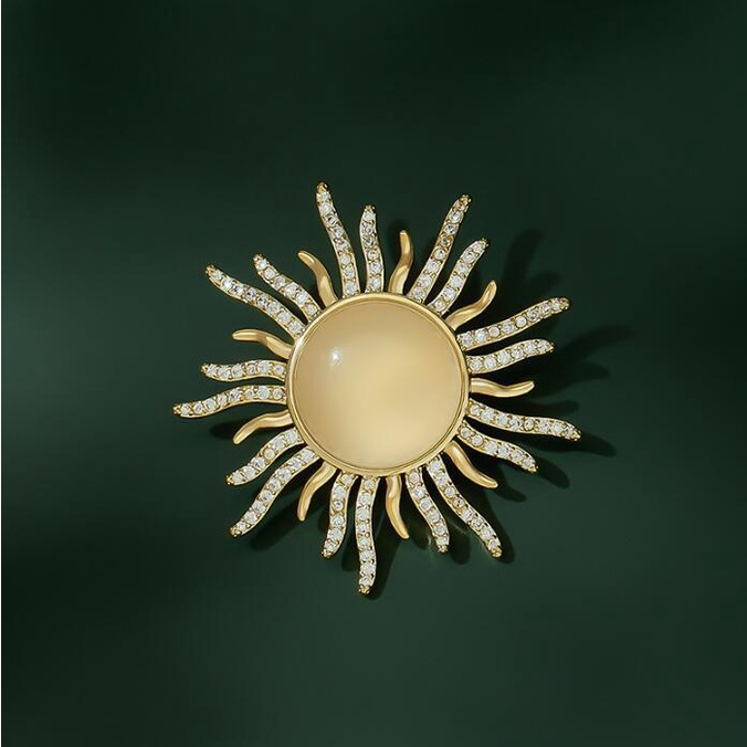 Sun Brooch Flash Diamond Opal Collar Pin Anti-glare Corsage Shawl ...