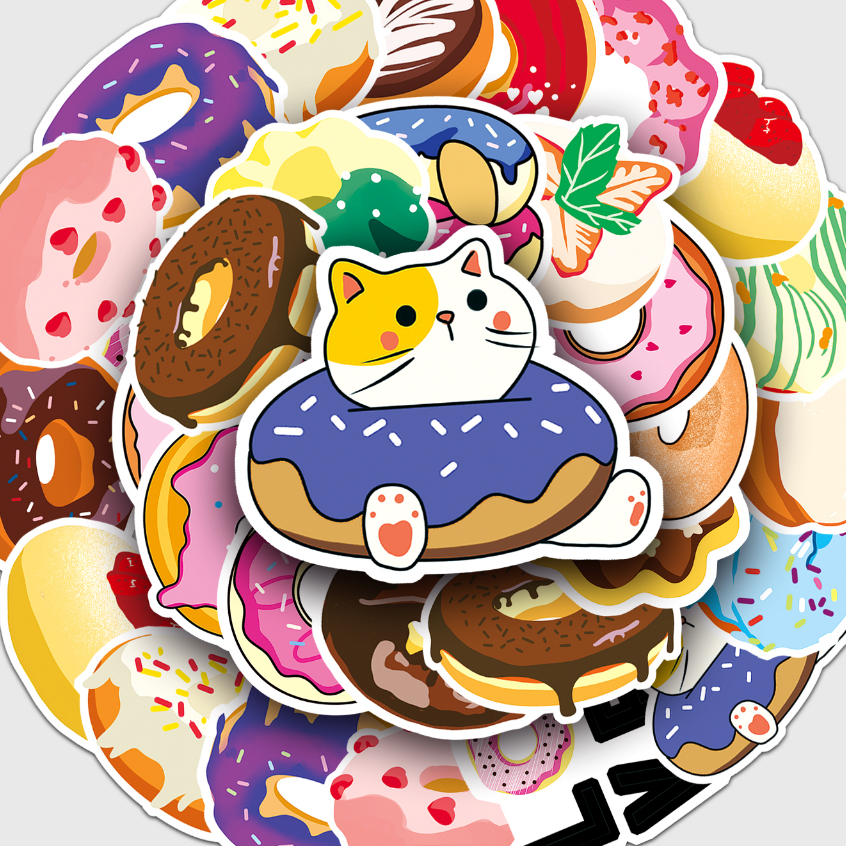 50 Piece Cute Doughnut Creative Original Stickers For laptops/phones ...