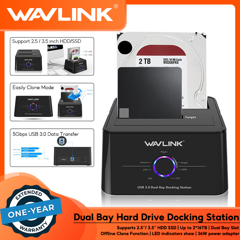 WAVLINK Clone Docking Station Dual Bay HDD/SSD Hard Drive External ...
