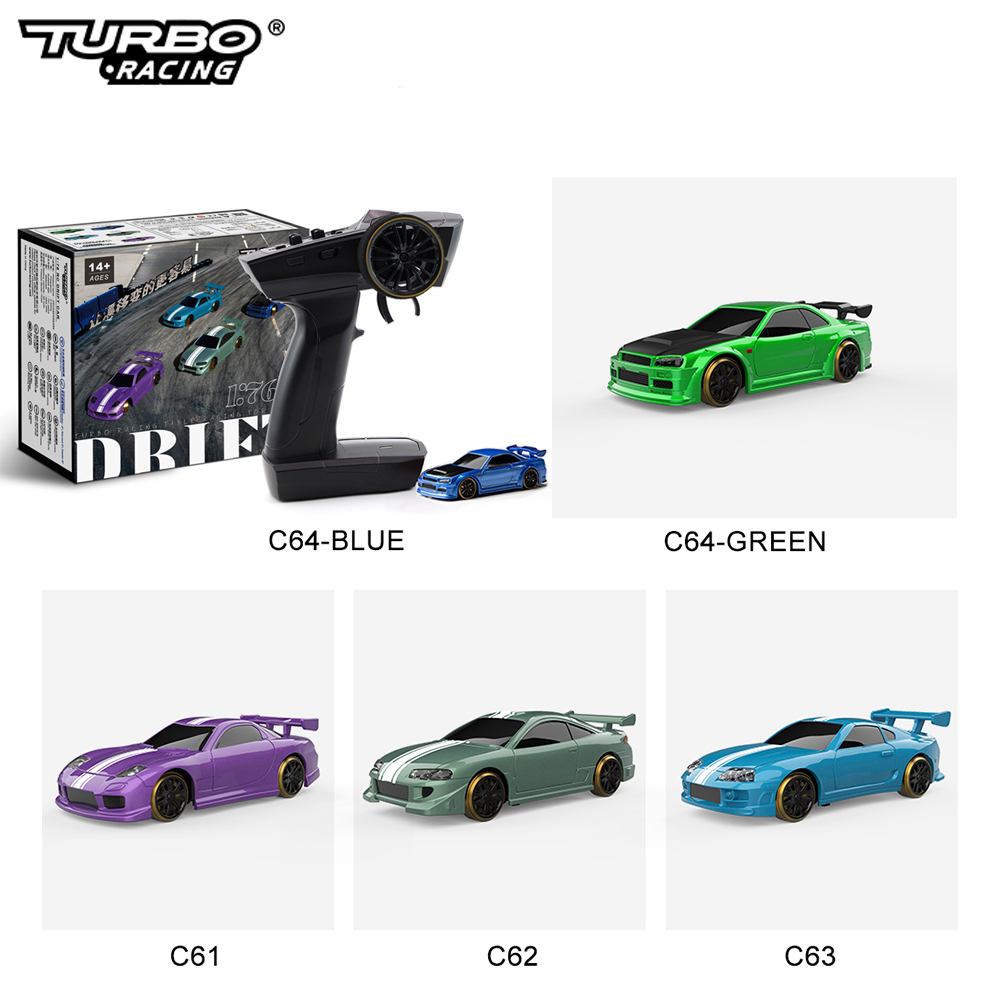 Turbo Racing 1:76 RC Car C61 C62 C63 C64 Drift with Gyroscope C71 C72 ...