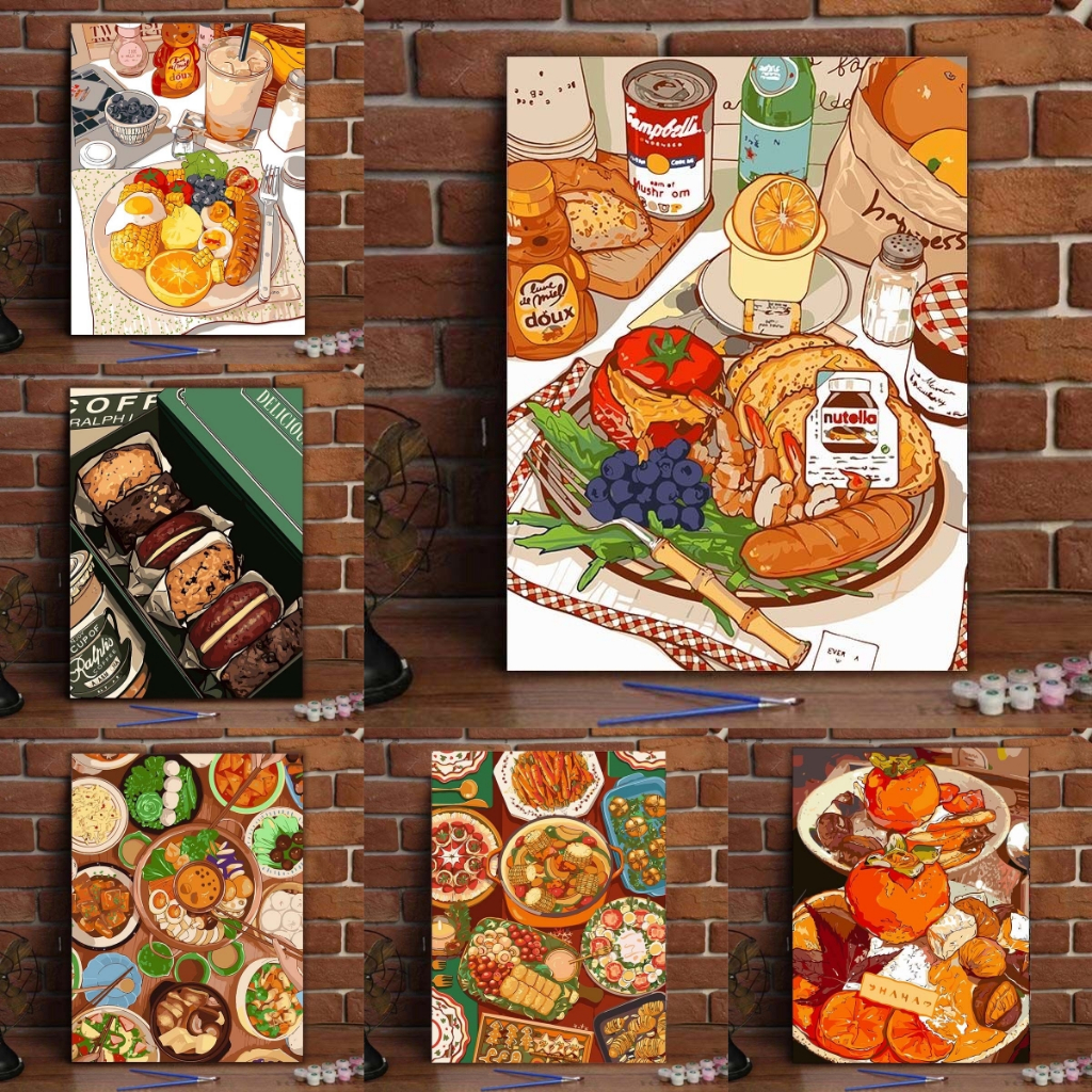 DROFE/20×30cm with frame/paint by number/gourmet pattern/diy painting ...