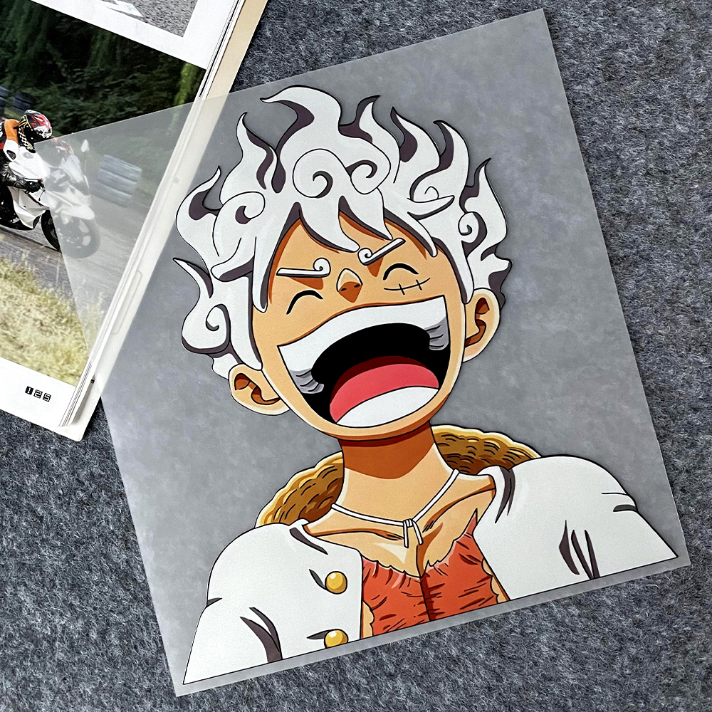 JDM Anime ONE PIECE Luffy Gear 5 Reflective Car Sticker Decor Auto ...