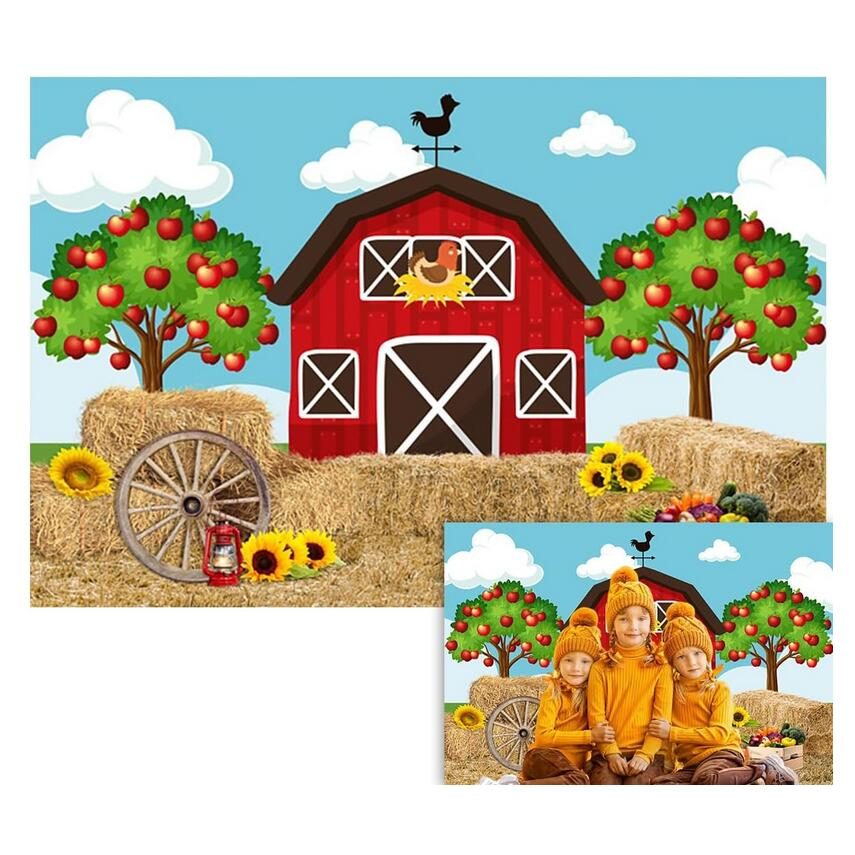 5x3ft Farm House Photography Backdrop Decorations Autumn Cartoon Farm ...