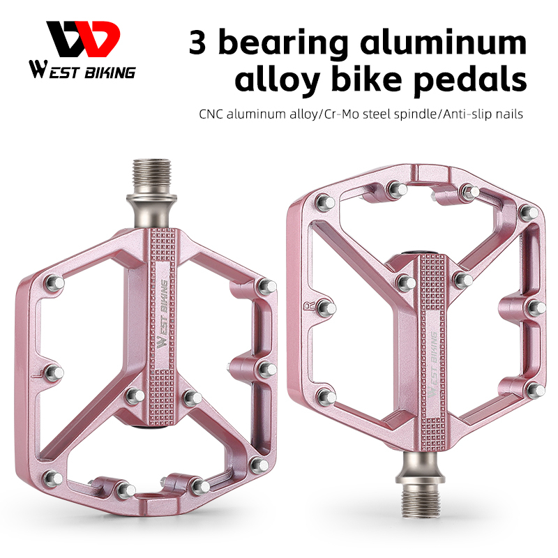 WEST BIKING Bicycle Pedal Three Bearing Pink Pedal Gradient Aluminum ...