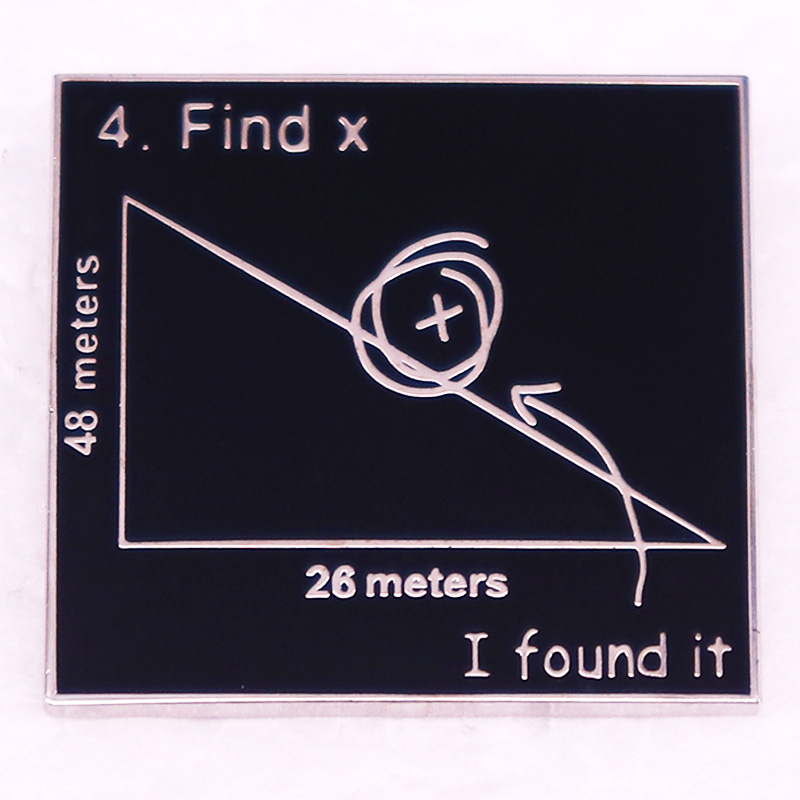 Find X I Found It Funny Math Pun hard enamel Pin rainbow badge black ...