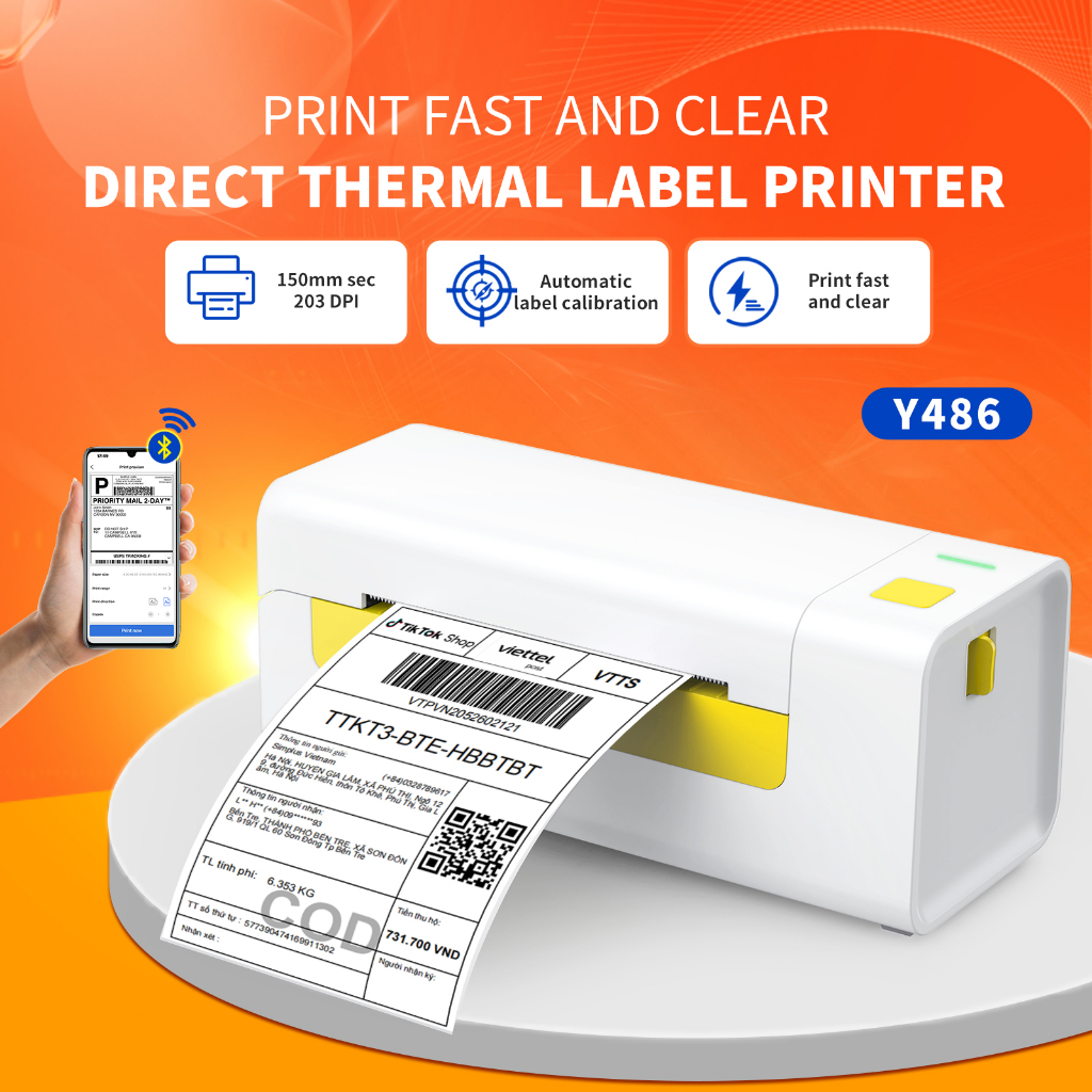 Flashlabel 4 inch A6 Thermal Printer-Y486, 4x6 Shopee Waybill Sticker ...